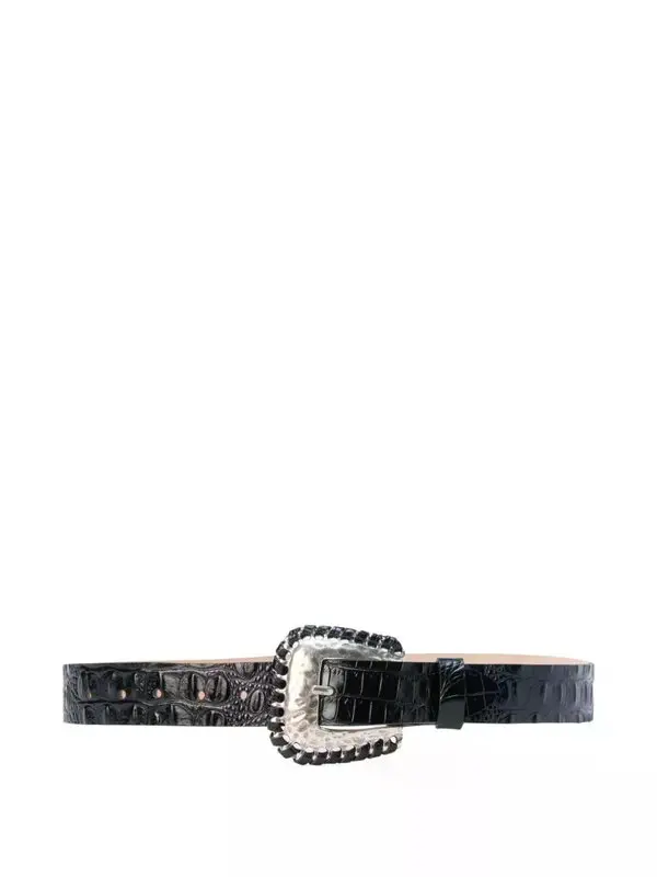 L'Agence Brisa Croc-effect Belt - Black