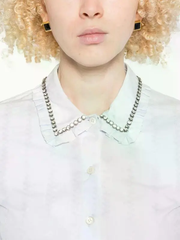 Miu Miu Embellished Ruffled-collar Shirt