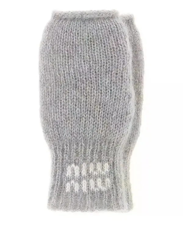 Miu Miu Logo-detail Fingerless Gloves - Grey