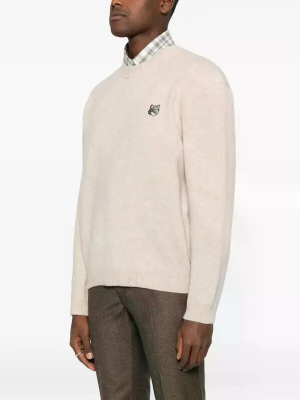 Maison Kitsuné Fox-patch Crew-neck Sweater - Neutrals