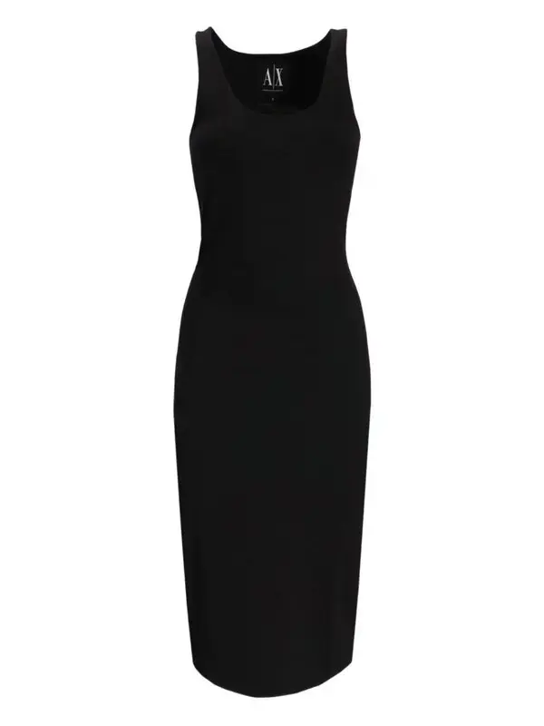 Armani Exchange Ribbed Midi Dress - Black