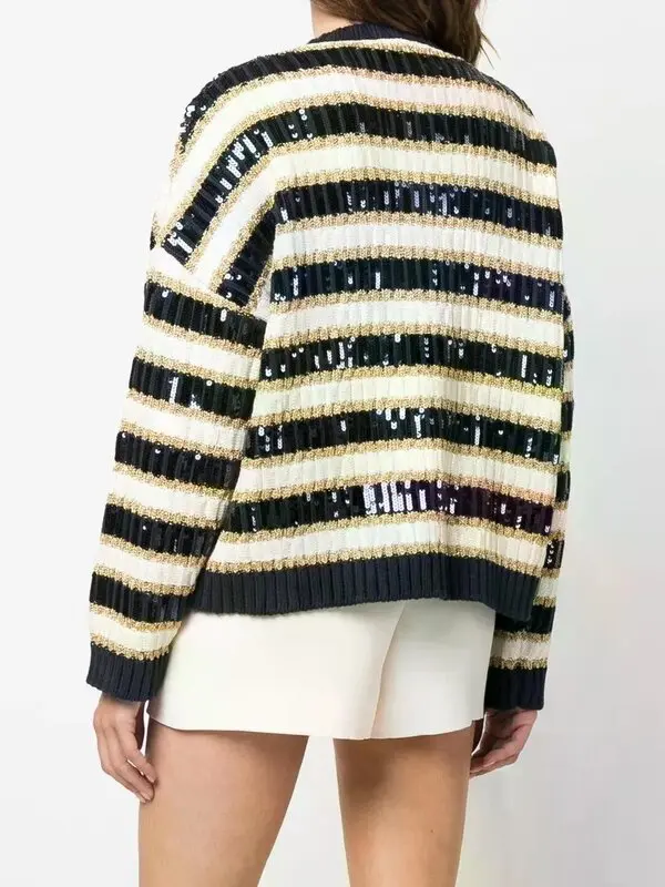Valentino Garavani Rockstud Sequin Striped Cardigan