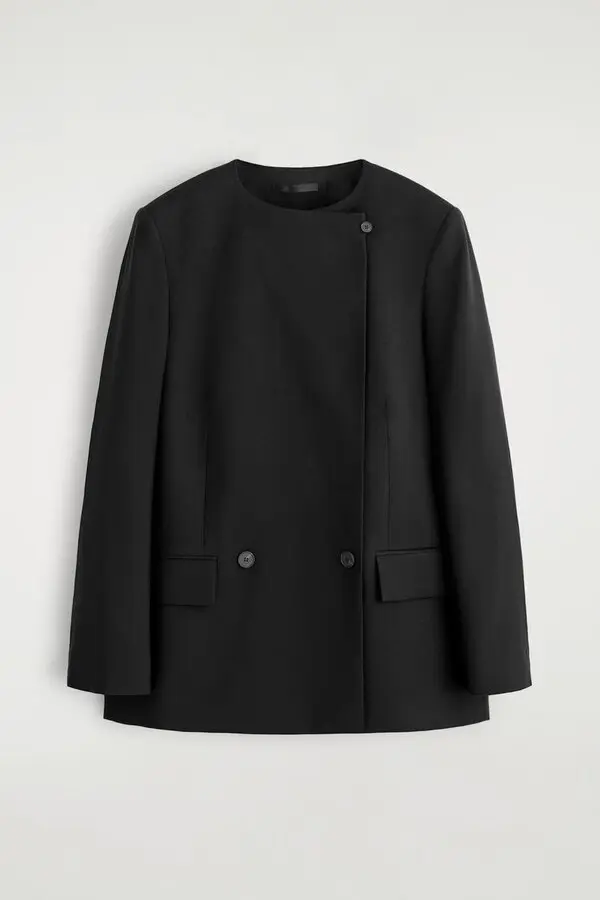 Cos Structured Collarless Wool Blazer