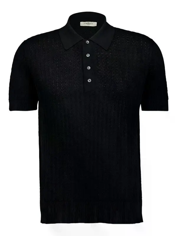 PIACENZA CASHMERE 1733 Ribbed-knit Polo Shirt - Black
