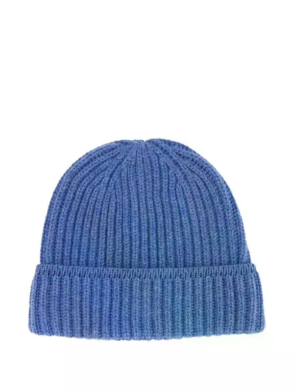 PIACENZA CASHMERE 1733 Ribbed Cashmere Beanie - Blue