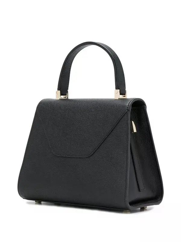VALEXTRA Leather-coated Clasp Tote Bag - Black