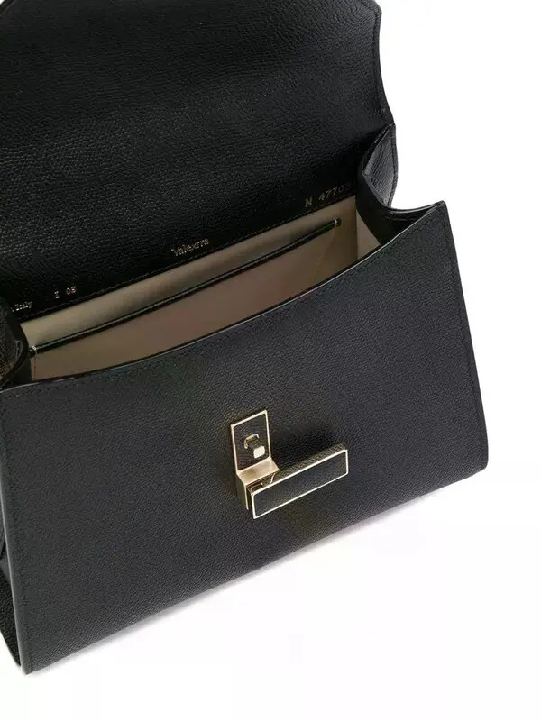 VALEXTRA Leather-coated Clasp Tote Bag - Black