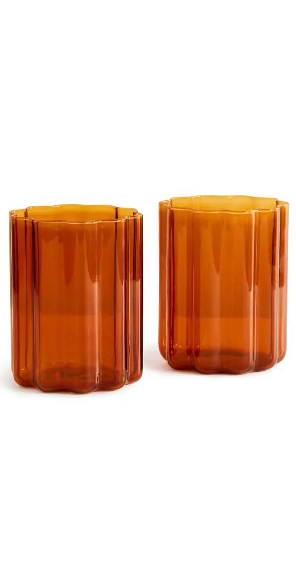 FAZEEK Wave Glasses Set Of 2 - Amber