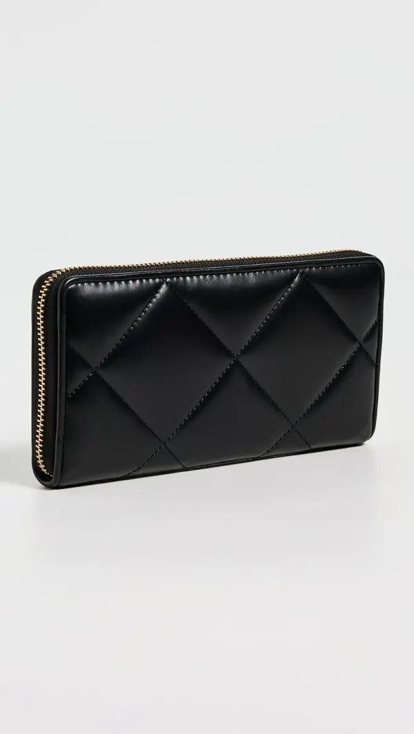Tory Burch Kira Diamond Quilt Zip Continental Wallet - Black