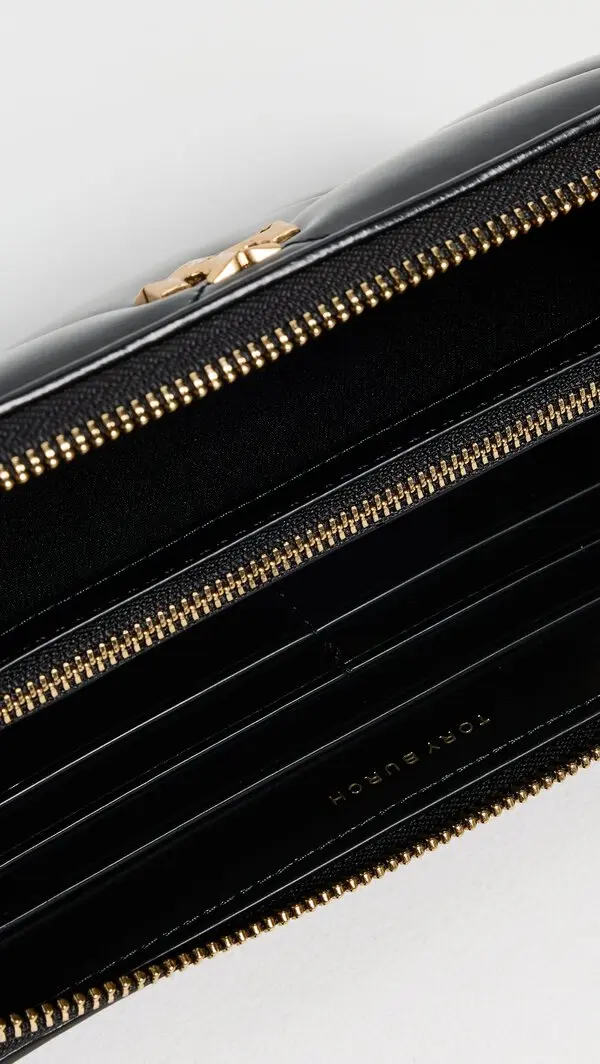 Tory Burch Kira Diamond Quilt Zip Continental Wallet - Black