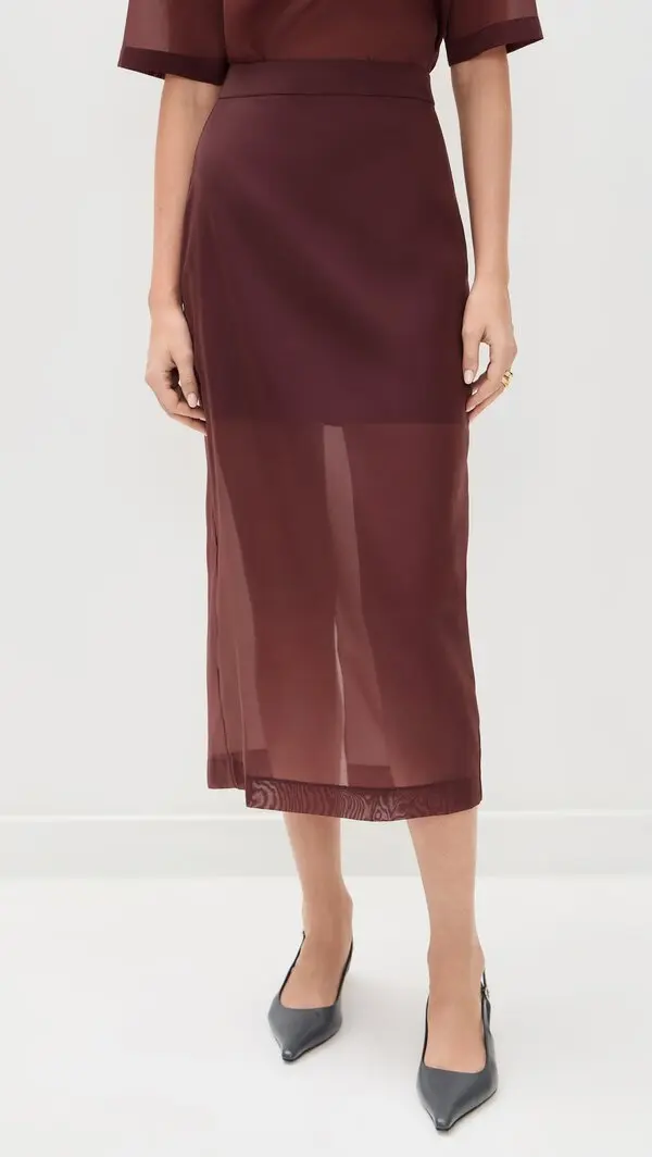 LE BOP Olivia Organza Skirt - Mahogany