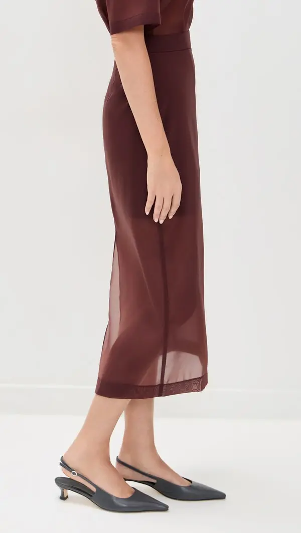 LE BOP Olivia Organza Skirt - Mahogany