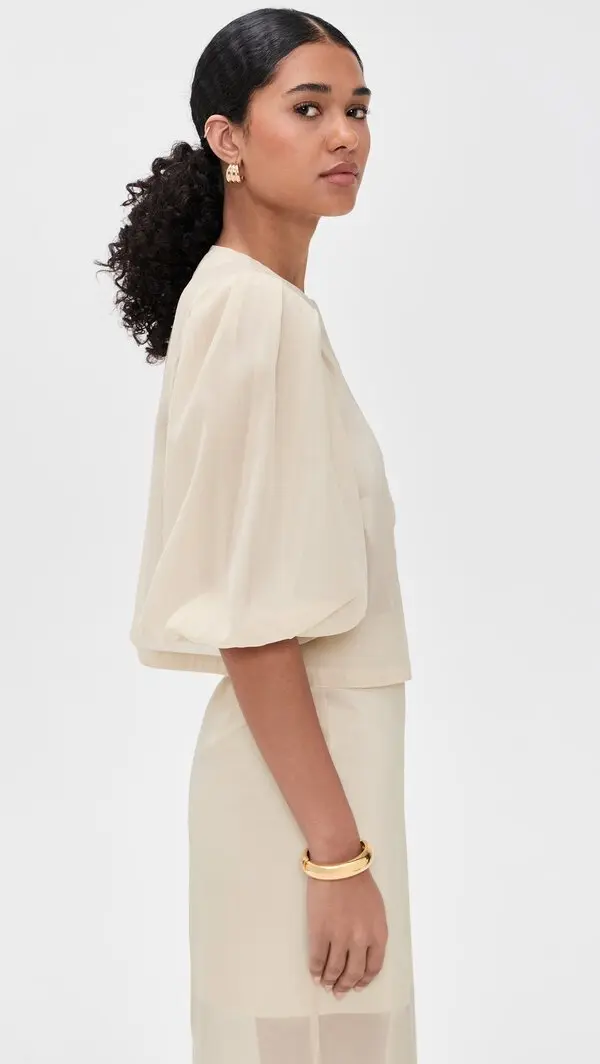 LE BOP Liza Puff Sleeve Organza Top - Ivory