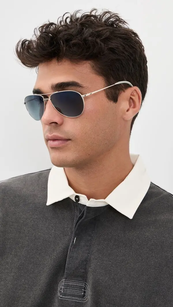 Oliver Spencer Benedict Aviator Sunglasses - Silver