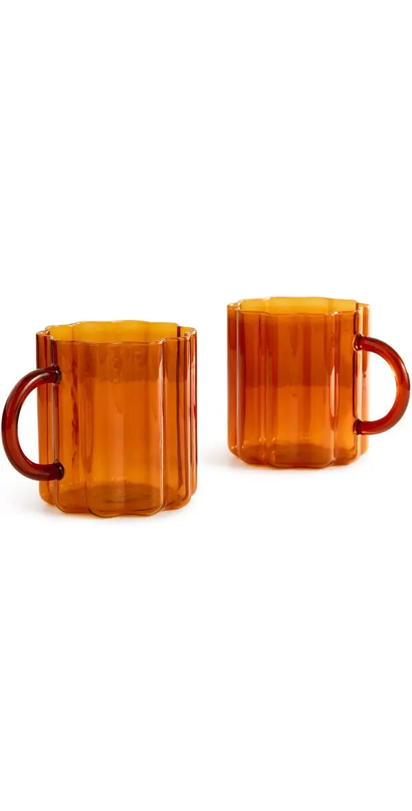 FAZEEK Wave Mugs Set Of 2 - Amber