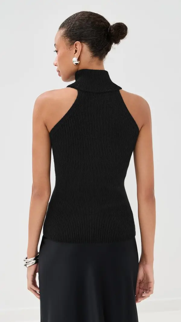 LISA YANG Freya Cashmere Turtle Neck Sleeveless Tank - Black