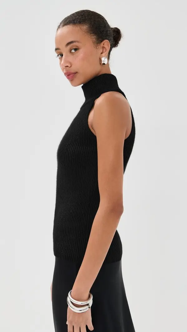 LISA YANG Freya Cashmere Turtle Neck Sleeveless Tank - Black