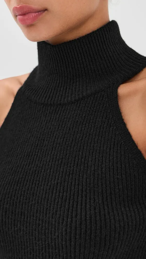 LISA YANG Freya Cashmere Turtle Neck Sleeveless Tank - Black
