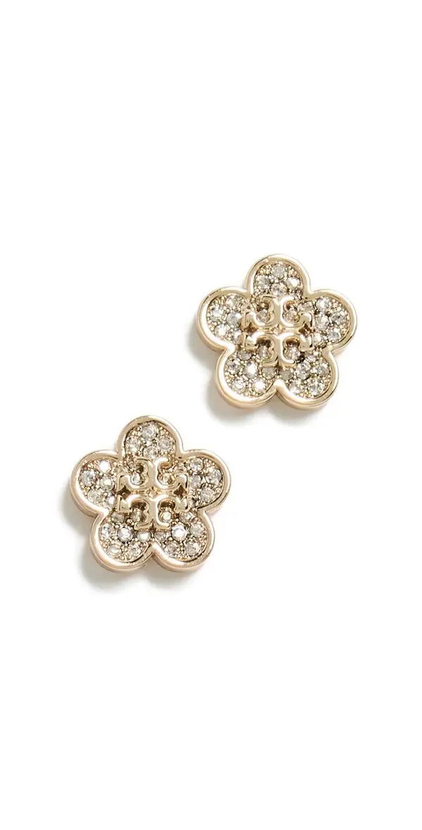 Tory Burch Forget Me Not Pavé Stud Earrings - Tory Gold/crystal