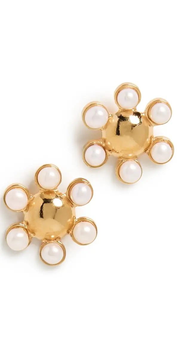 MAYAMAR Flower Pearl Earrings - Gold