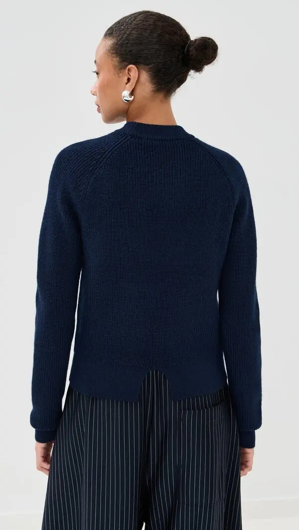 Tibi Cardigan Stitch Wool Shrunken Crewneck
