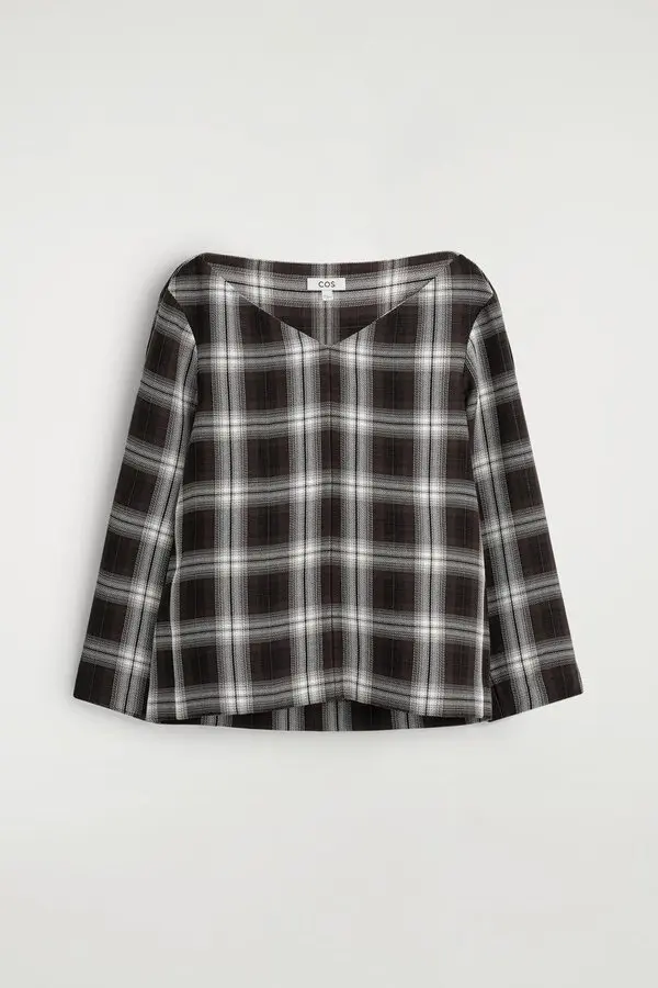 Cos Checked V-neck Top