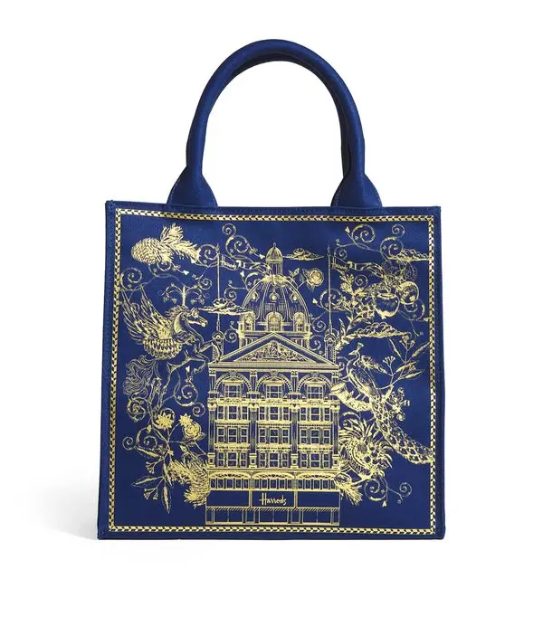 Harrods Small Building Shopper Bag - Navy
