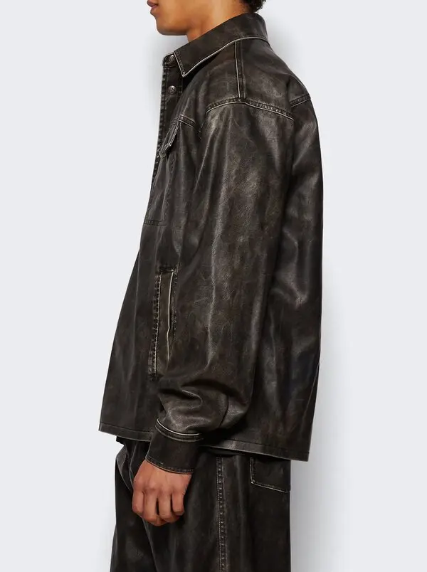 Palm Angels Curved Logo Coated Overshirt Dark
