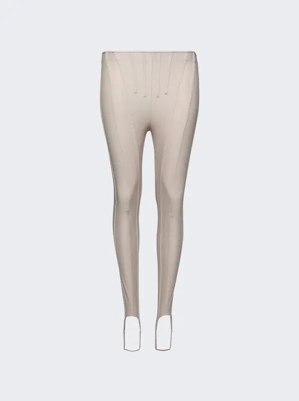 MUGLER Panelled Corseted Leggings Cement - Grey