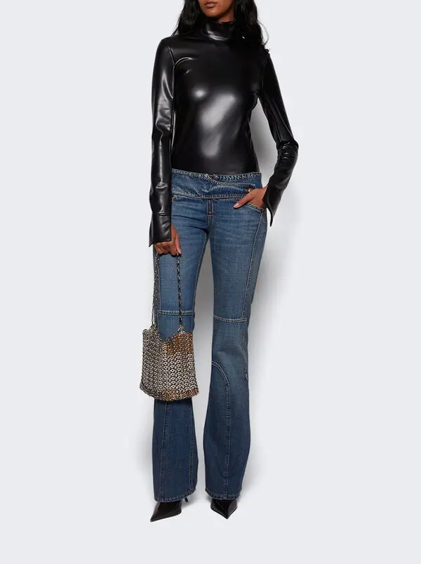 COURRÃ¨GES Mockneck Leather Effect Bodysuit