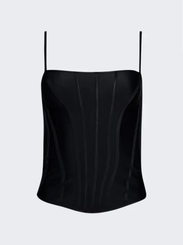 MUGLER Boned Stretch Top - Black