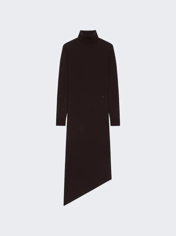 COURRÃ¨GES One-shoulder Wool Midi Dress