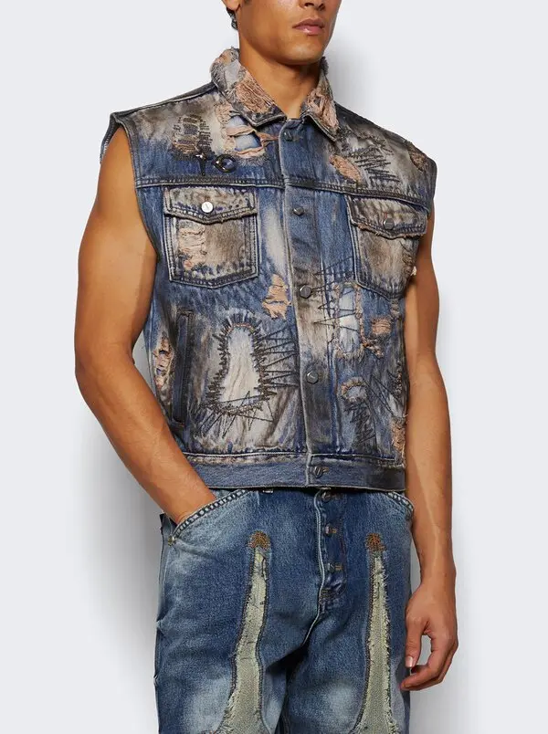 THUG CLUB Hard Washed Damaged Vest