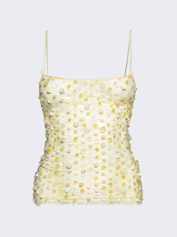 ROBERTA EINER Beaded Fishnet Top - Yellow