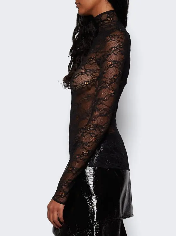 COURREGES Lace Mockneck Top - Black