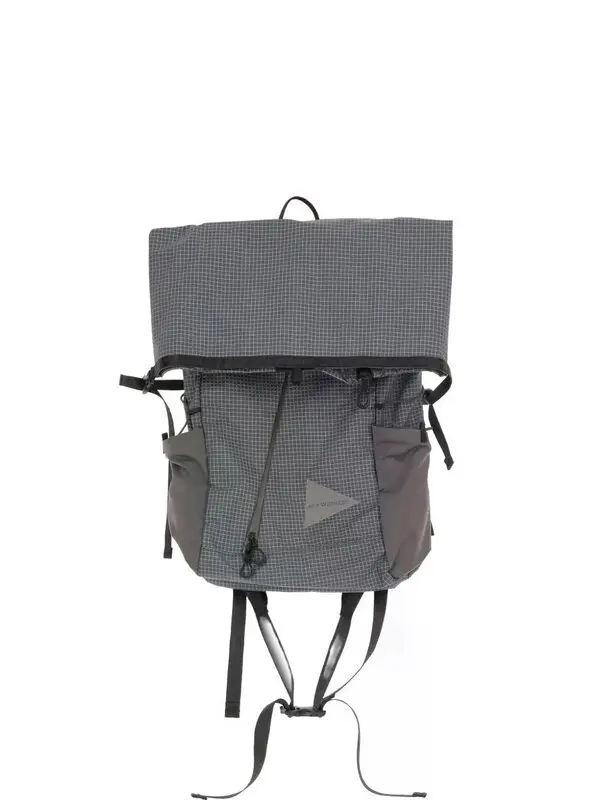 AND WANDER Grid-pattern Backpack - Grey