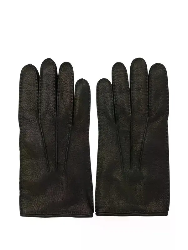 RESTELLI Button Leather Gloves - Black
