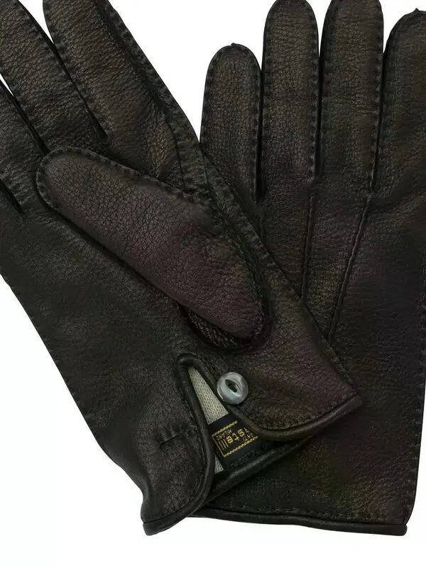 RESTELLI Button Leather Gloves - Black