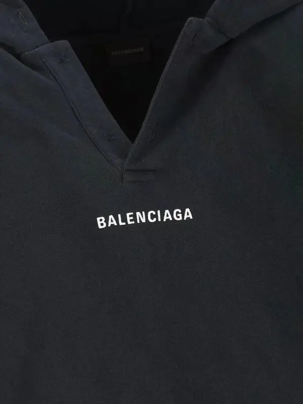 Balenciaga Logo-detail Cotton Hoodie - Black