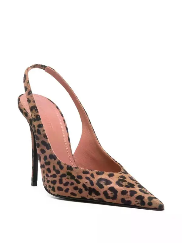 Amina Muaddi 105mm Leather Heeled Pumps - Leopard