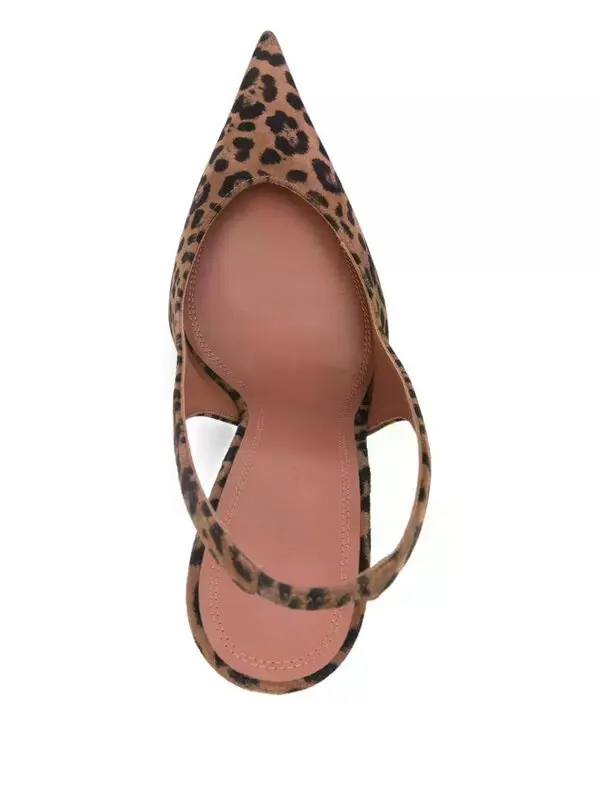 Amina Muaddi 105mm Leather Heeled Pumps - Leopard