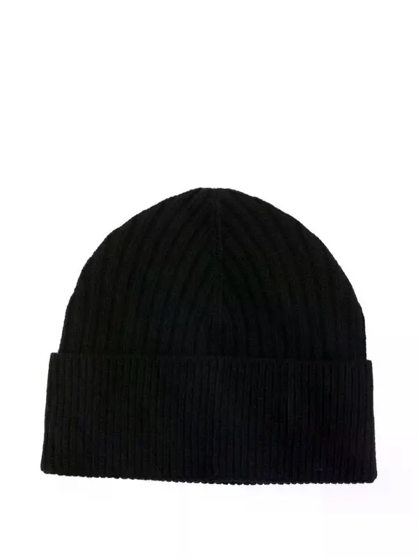 Herno Ribbed Knit Beanie With Logo Plaque