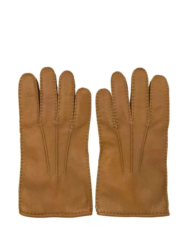 RESTELLI Stitched Leather Gloves - Brown