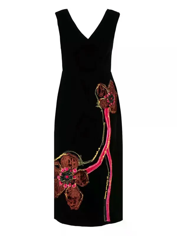 Prada Embroidered Velvet Dress