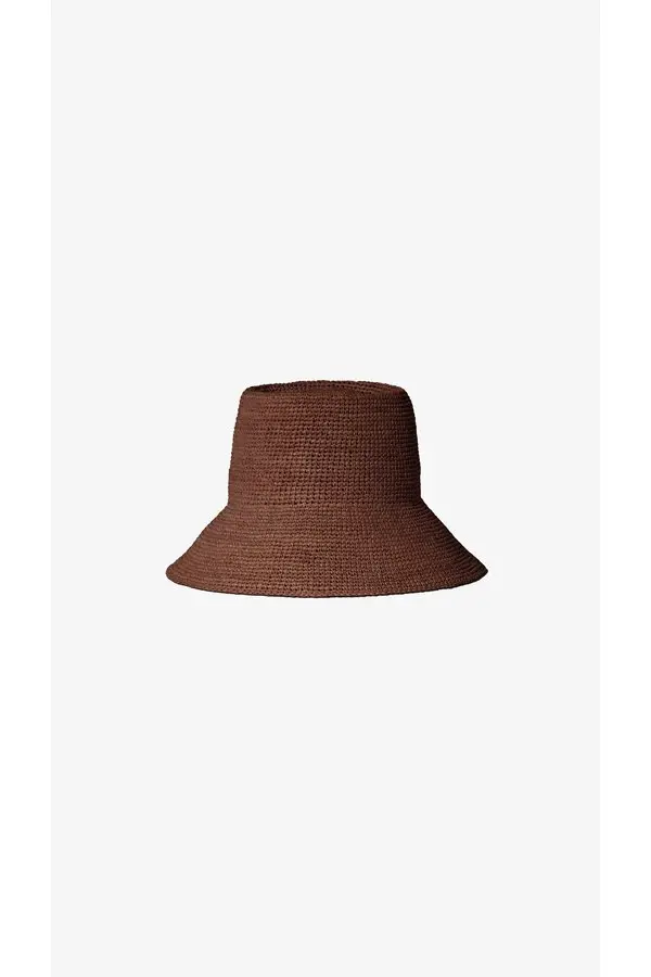 Janessa Leoné Felix Raffia Bucket Hat - Red