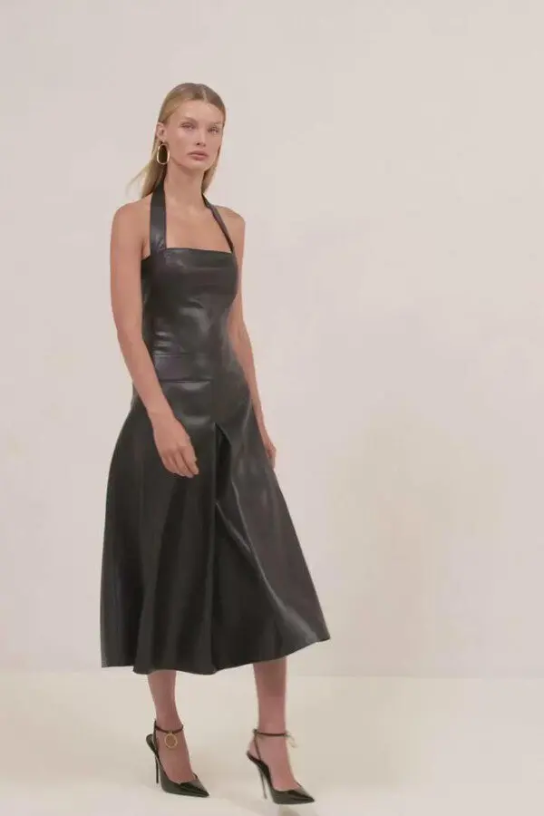 Alexis Imena Halter-neck Midi Dress - Black