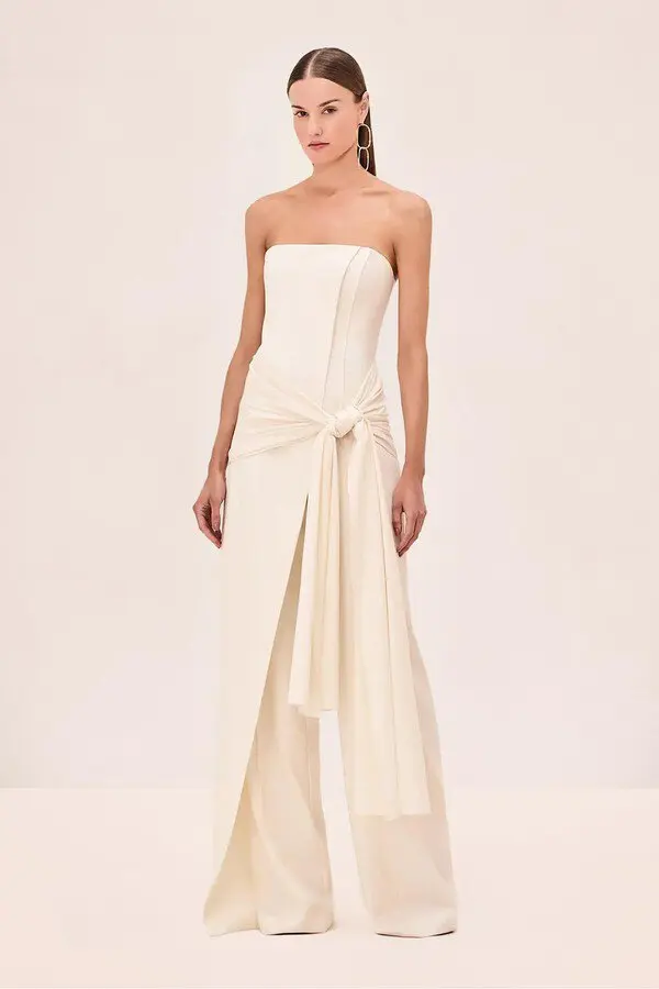 Alexis Kori Strapless Wide-leg Jumpsuit - Neutral