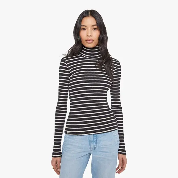 MOTHER Long Sleeve Hickey Striped Turtleneck
