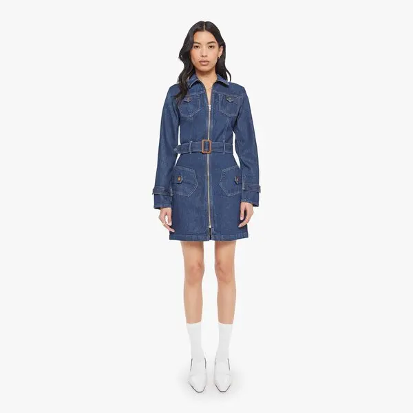 MOTHER The All-nighter Kicks And Riffs Denim Mini Dress