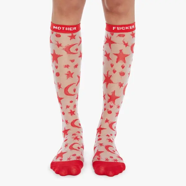 MOTHER The Ra Stargazer Knee-high Socks - White